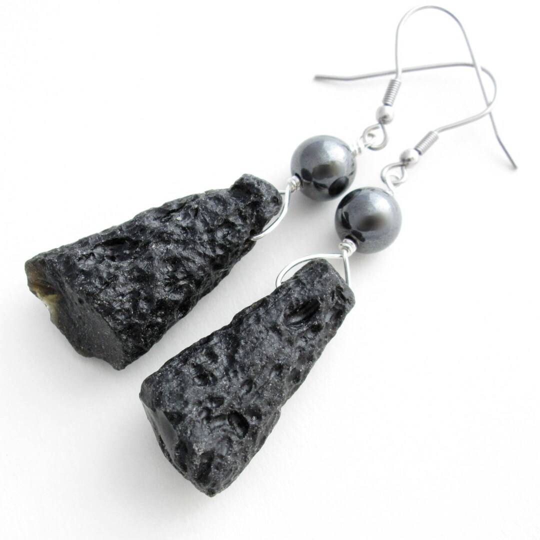 Genuine Tektite Earrings, Meteorite Impact, Shooting Stars, Outer Space ...