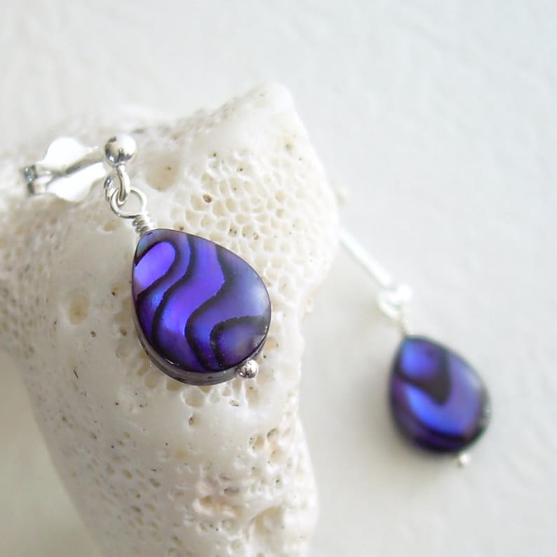 Red Paua Earrings Ruby Abalone Shell Jewelry Sterling Silver | Etsy