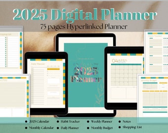 2025 Digital Planner Hyperlinked Planner 2025 Simple Digital Planner ...