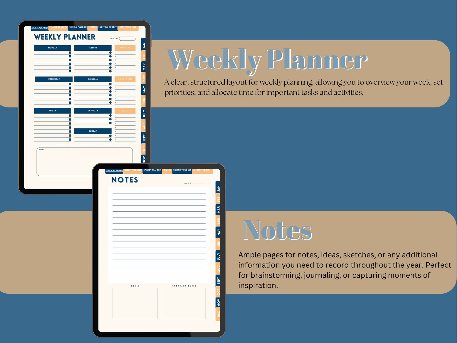 2025 Digital Planner Hyperlinked Planner 2025 Simple Digital Planner ...
