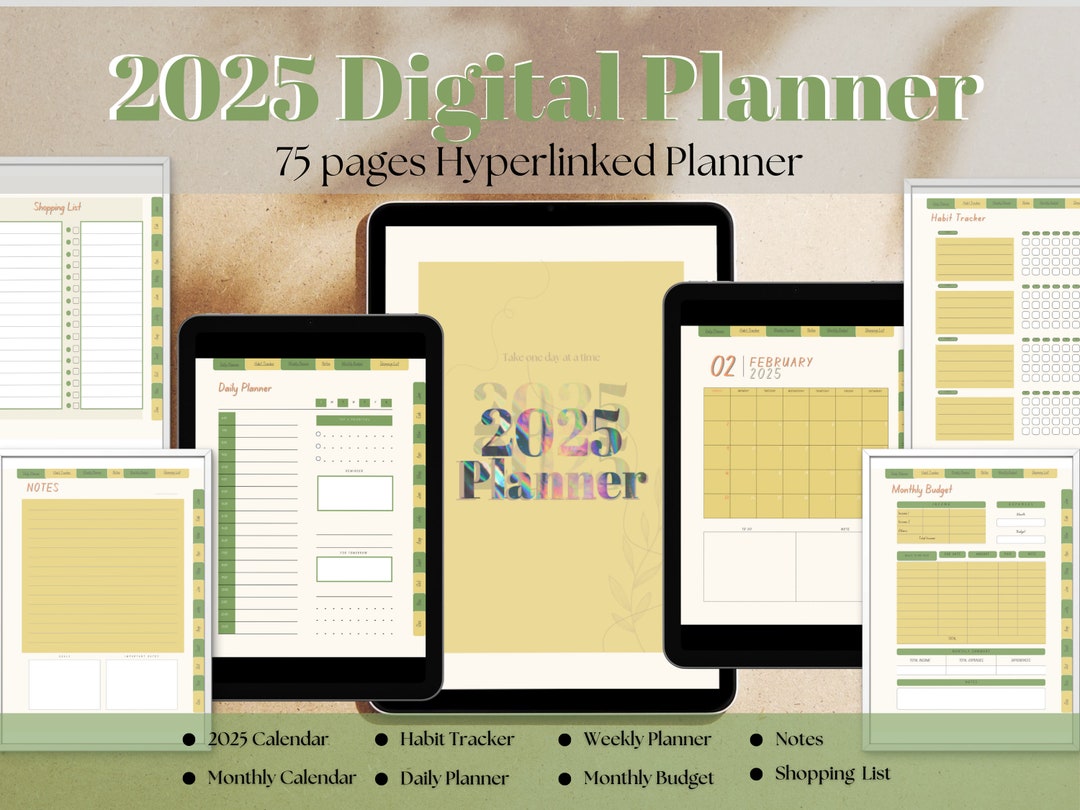 2025 Digital Planner Hyperlinked Planner 2025 Simple Digital Planner ...