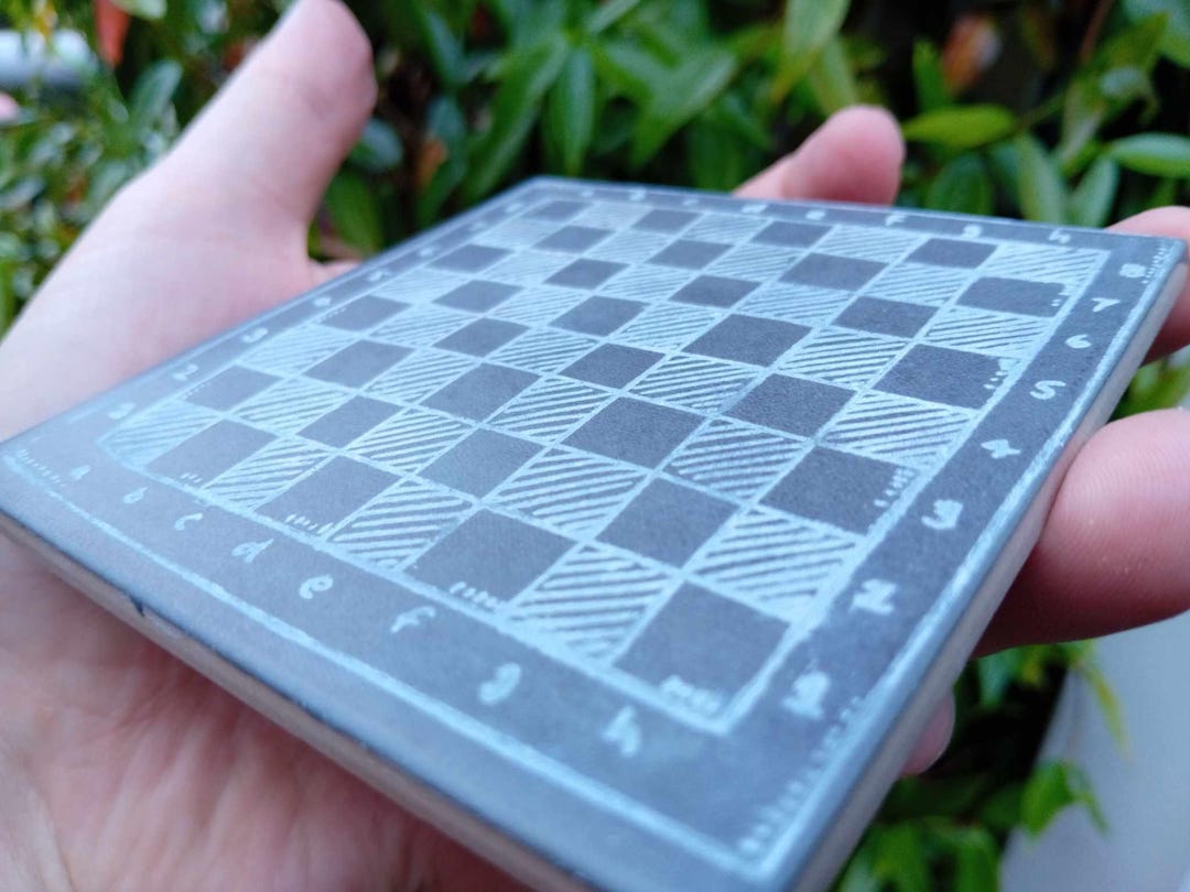 Checkmate! 10cm X 10cm Ceramic Tile Engraved With Mini Chess / Checkers ...