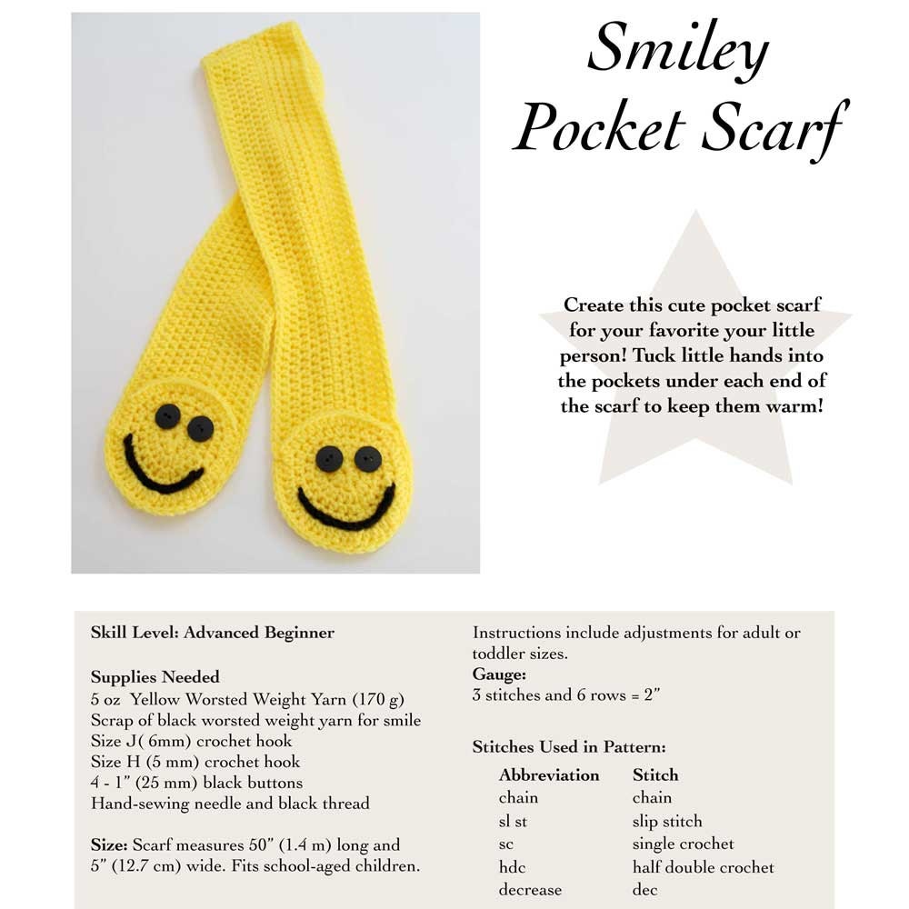 Smiley Face Emoji Scarf Crochet Pattern PDF | Etsy