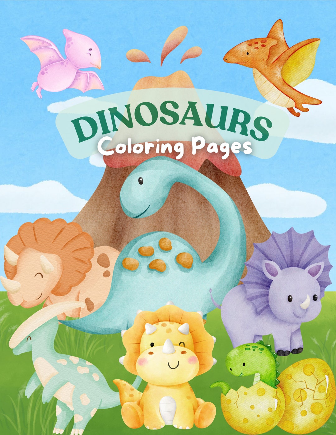 Dinosaur Coloring Book, Dino Adventure Coloring Book, Printable PDF ...