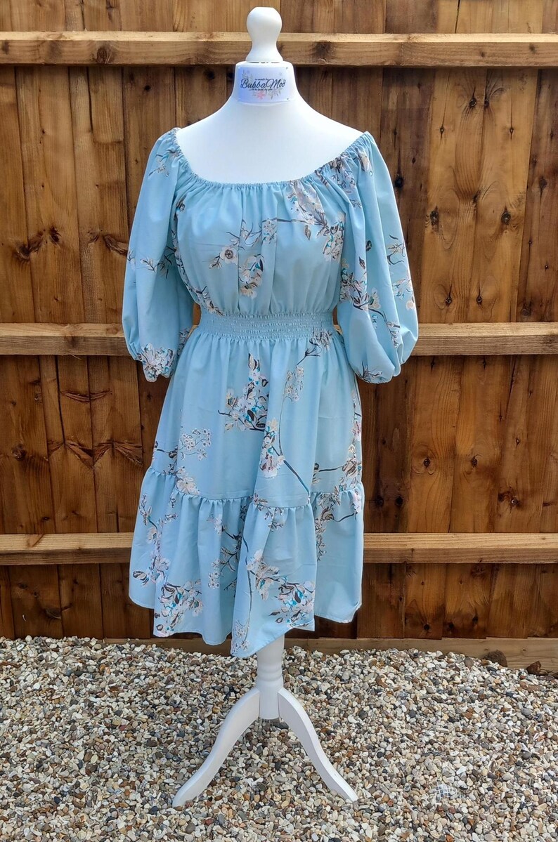 A Beautiful Hand Made Puff Sleeve Mid-length Maxi Dress With off ...