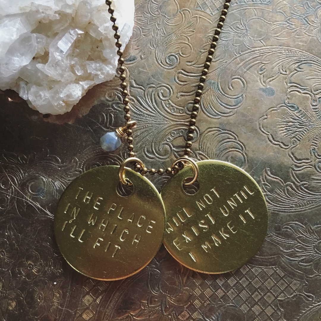 James Baldwin Quote Necklace: Hand Stamped Brass Tag, Labradorite Bead ...