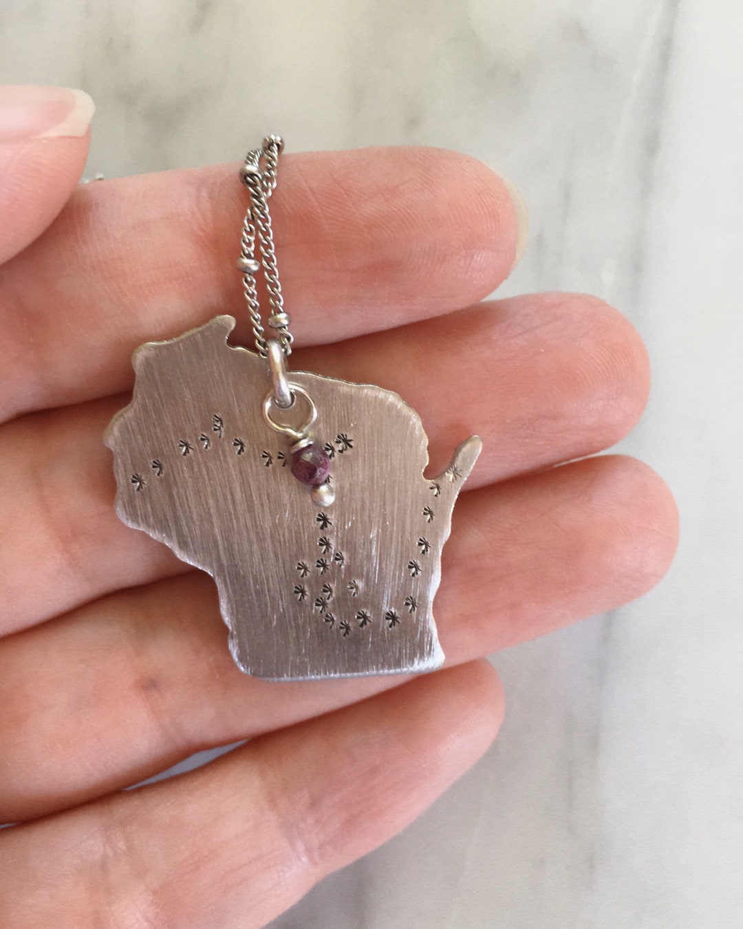 Ice Age Trail Necklace / Wisconsin Necklace / Handstamped Aluminum With ...
