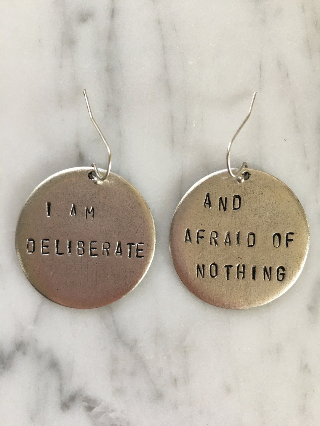 Audre Lorde Handstamped Earrings / I Am Deliberate and Afraid of Nothing / Silver Version - Etsy