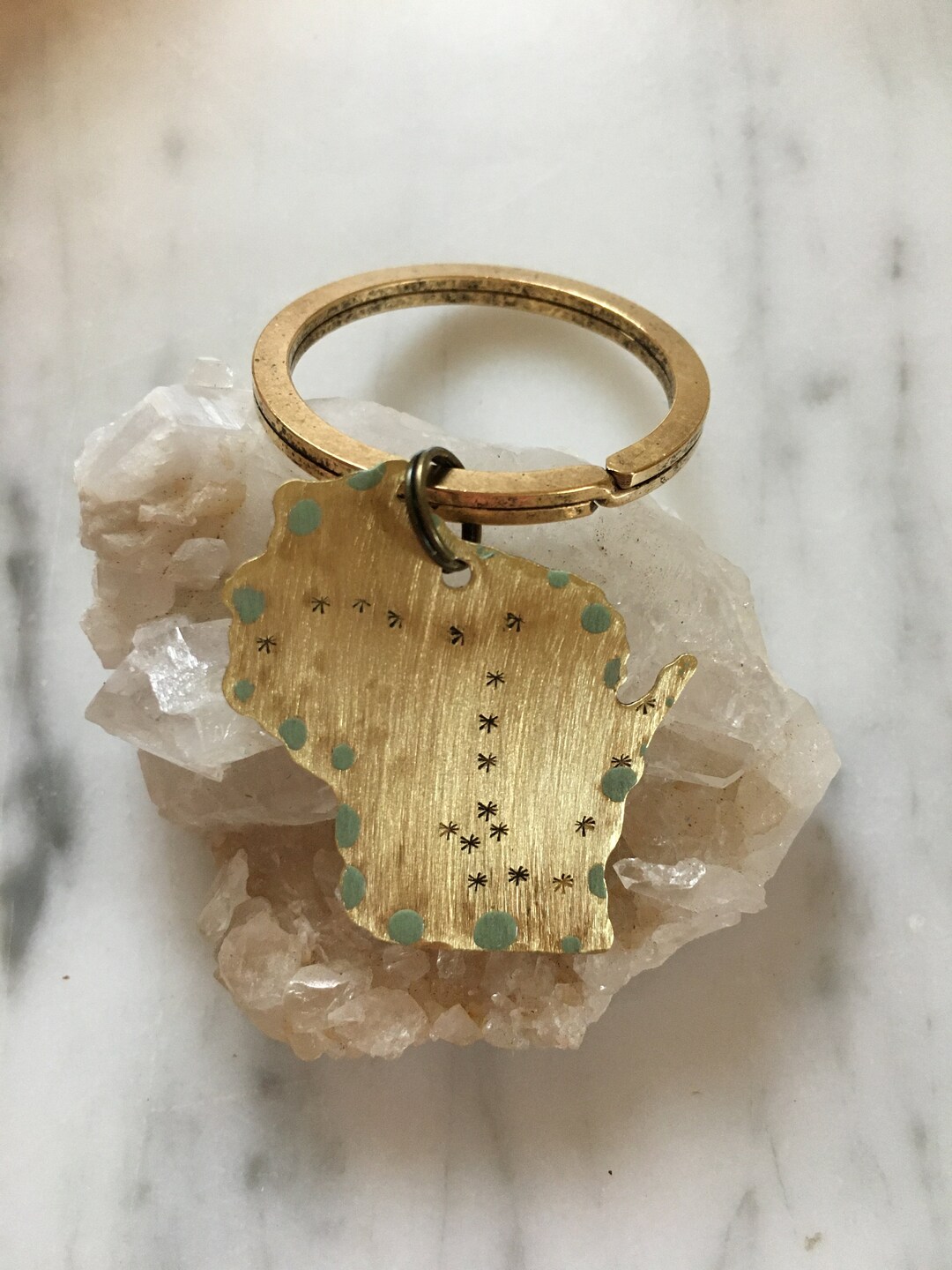 Ice Age Trail Keychain/ Green Patina Version/ Wisconsin Keychain ...