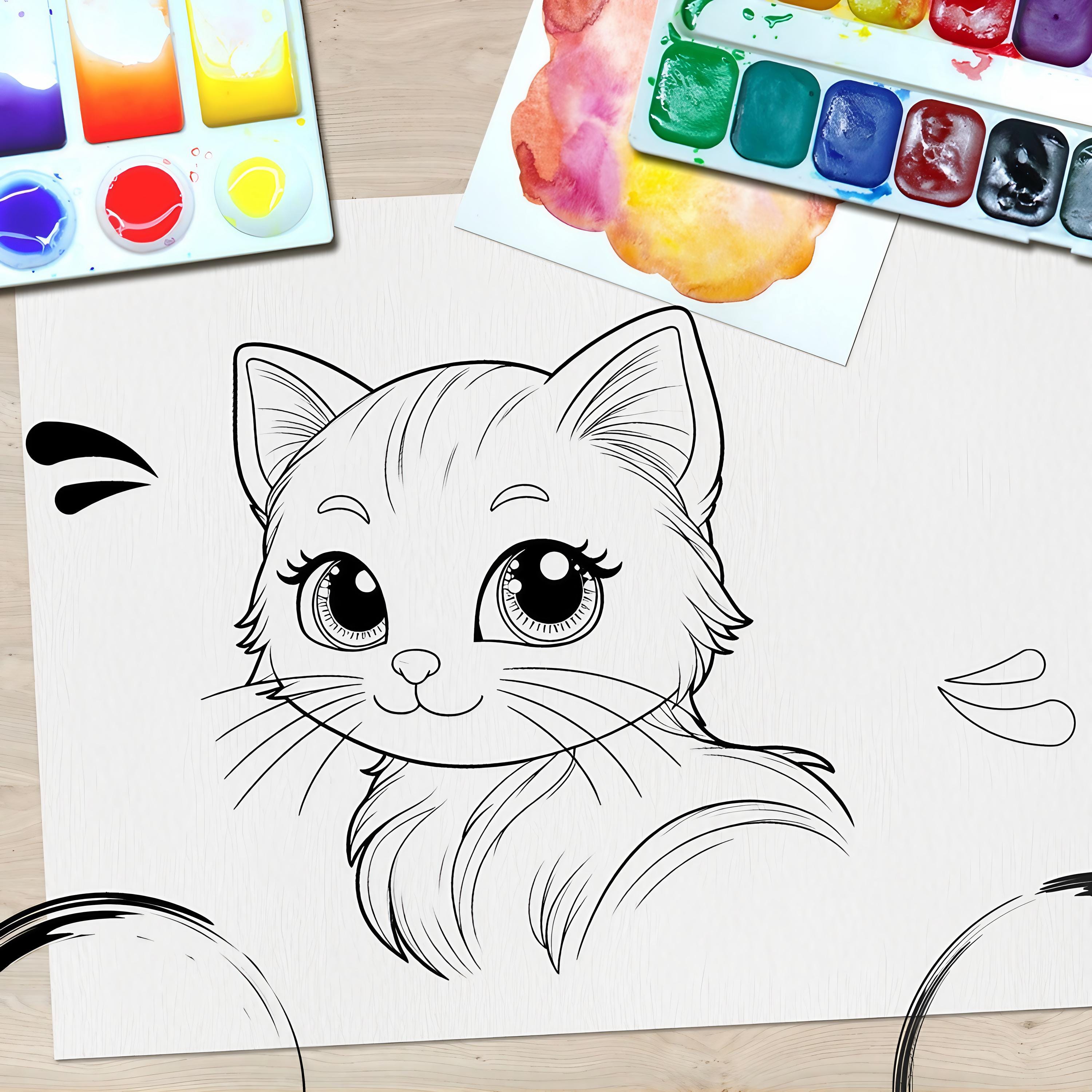 Cat Coloring Pages| Cute Printable Coloring Book for Cat Lovers ...
