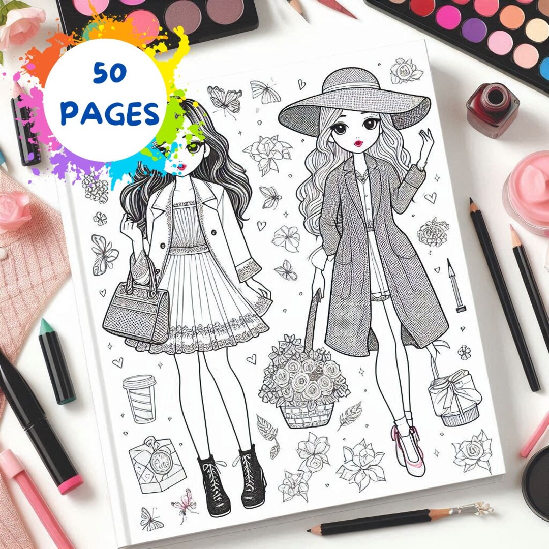 Fashion Coloring Book PDF - 50 Modern Styles for Adults & Kids ...