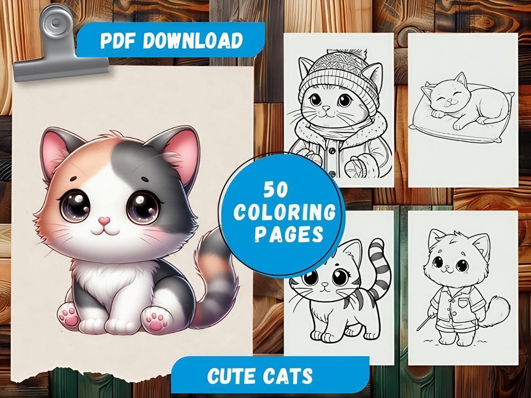 Cat Coloring Pages| Cute Printable Coloring Book for Cat Lovers ...