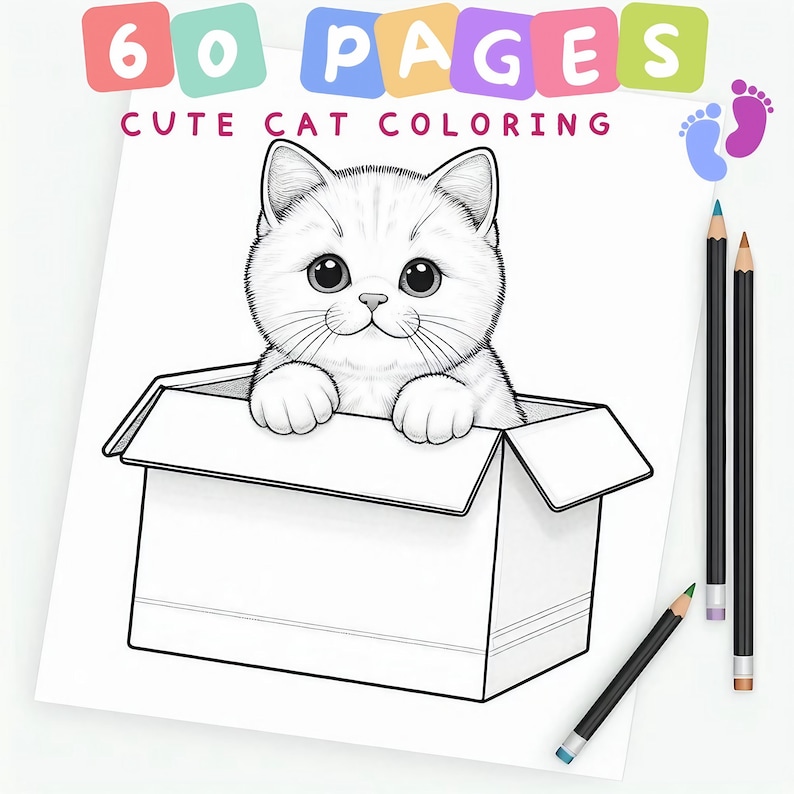 Cat Coloring Pages| Cute Printable Coloring Book for Cat Lovers ...