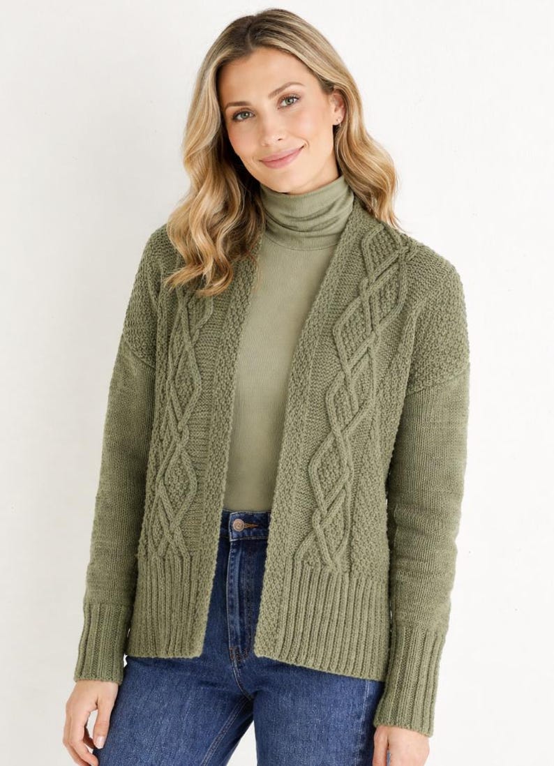 The Rowan Aran Cardigan Knitting Pattern – Classic Textured Sweater PDF ...