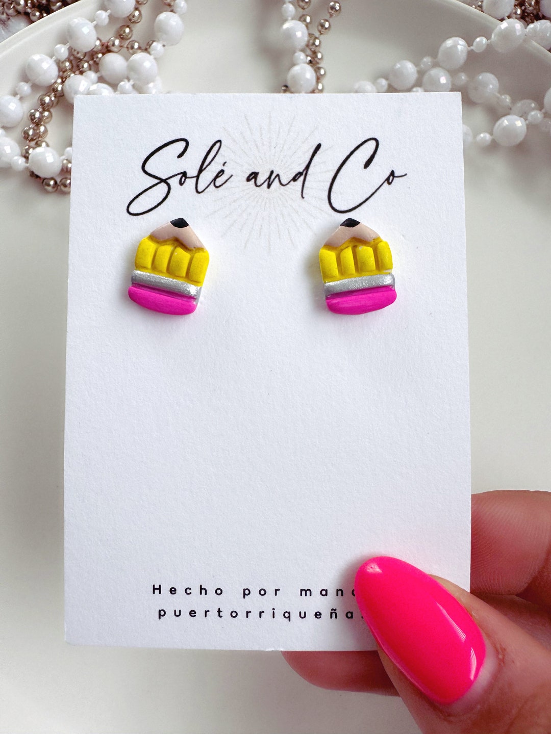 Pencil Clay Stud Back to School Clay Stud Teacher Gift Teacher ...