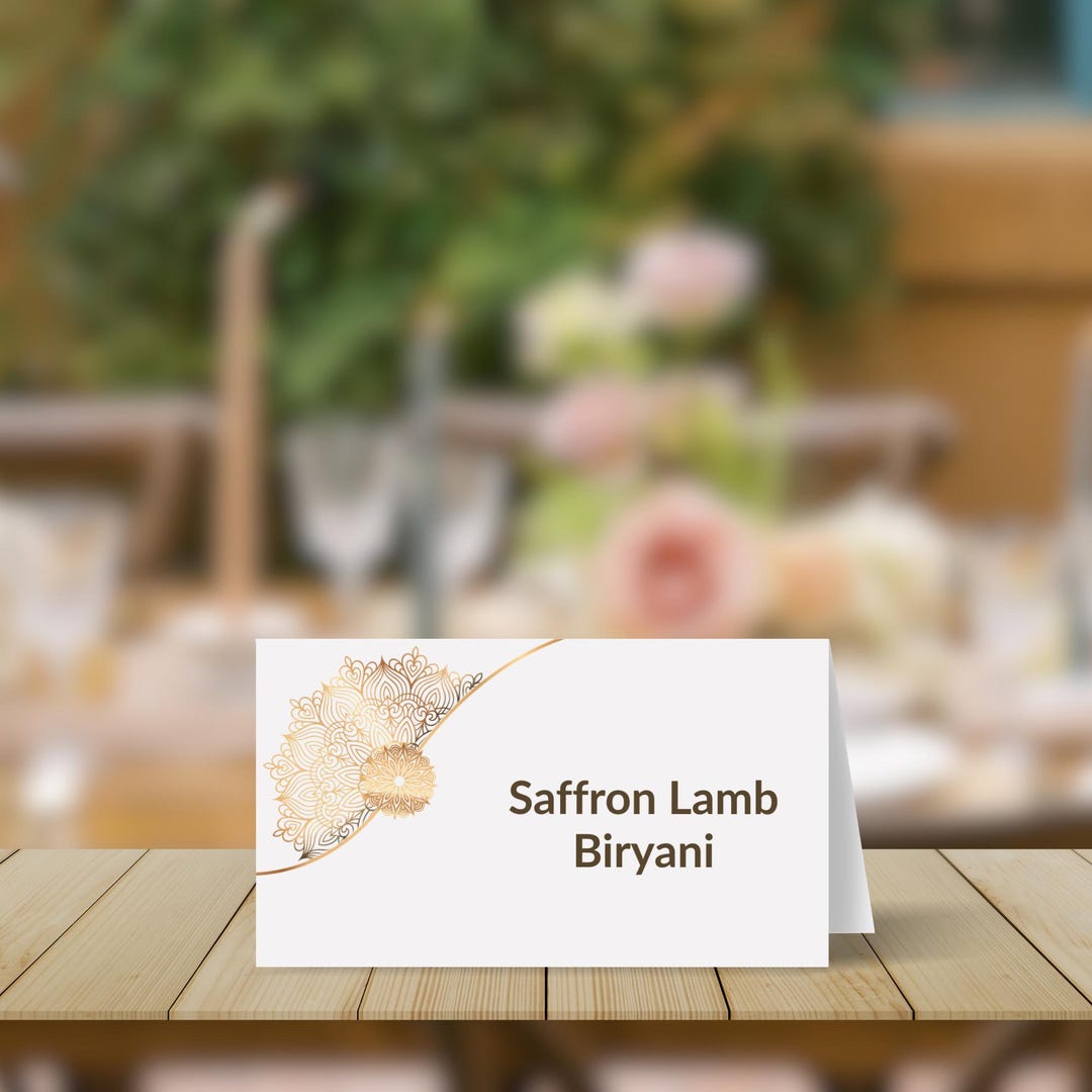 Nikkah Place Cards Template, Muslim Wedding Buffet Label, Walima Food ...