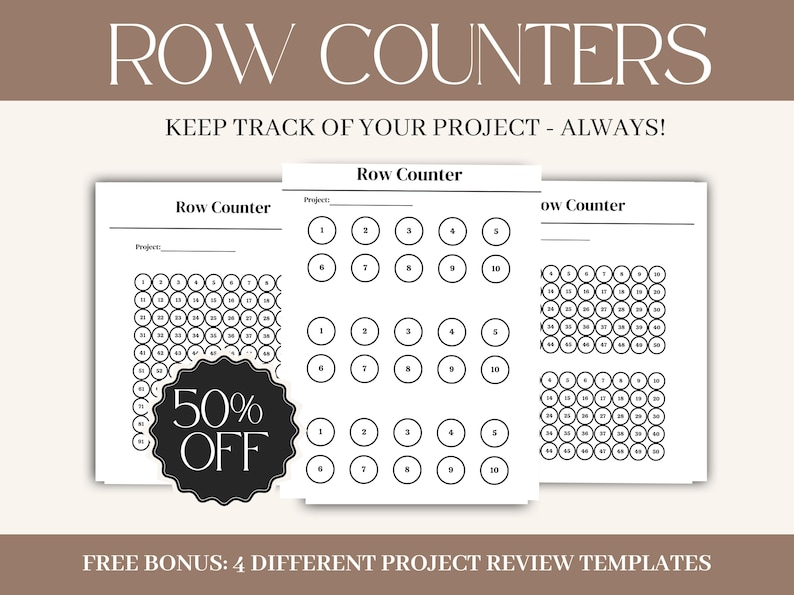 Printable Row Counters for Knitting and Crochet, Row Trackers, Row ...