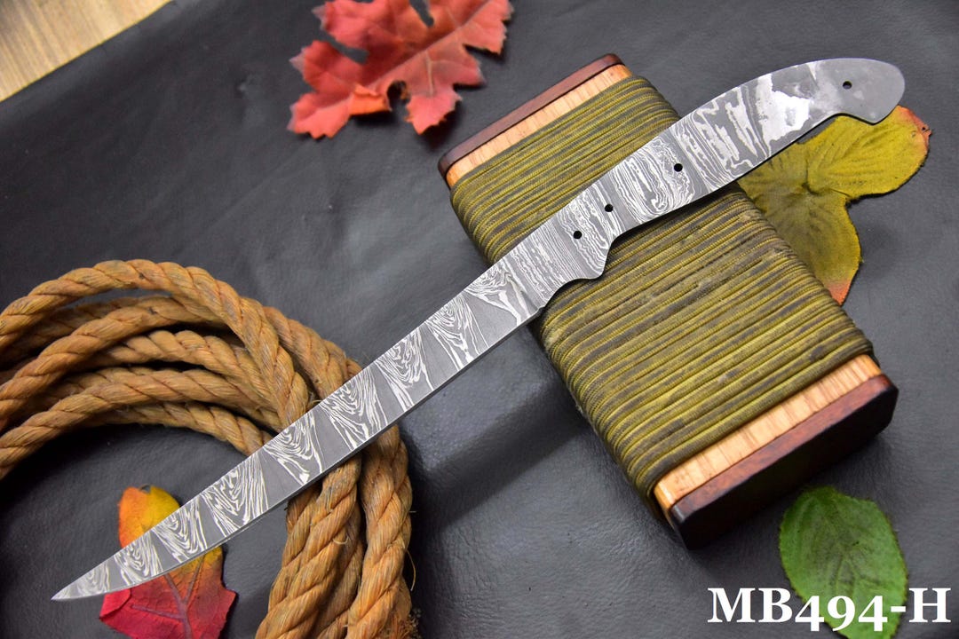 Custom Damascus Steel Blank Blade Fillet Hunting Knife Handmade (MB494 ...