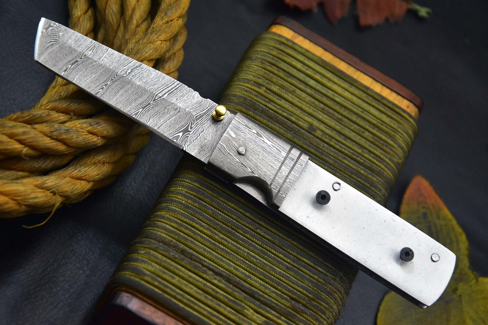 Custom Damascus Steel Blank Tanto Folding Knife Handmade,damascus ...