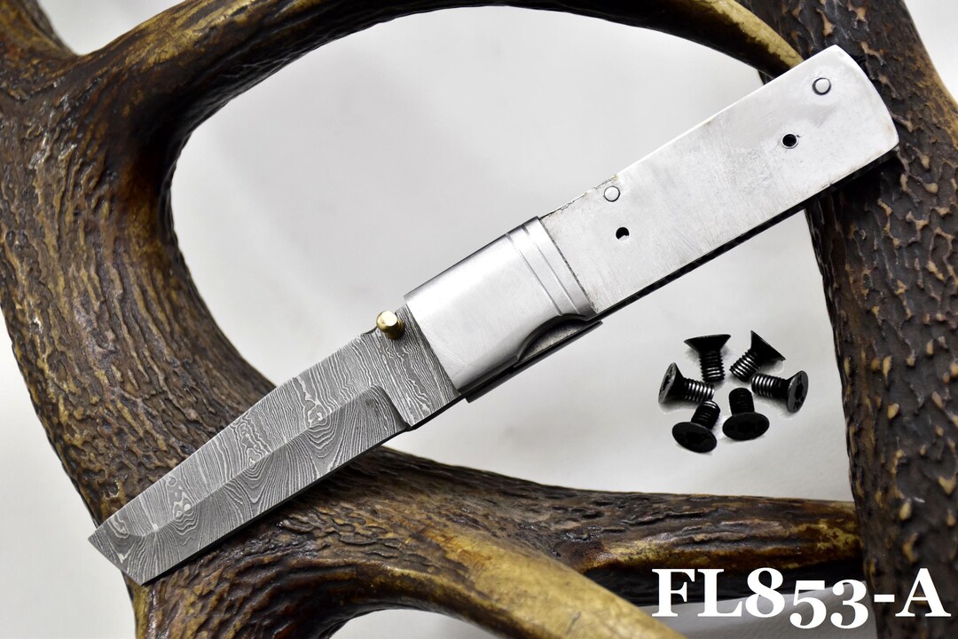Custom Damascus Steel Blank Tanto Folding Knife Handmade,steel Bolster ...
