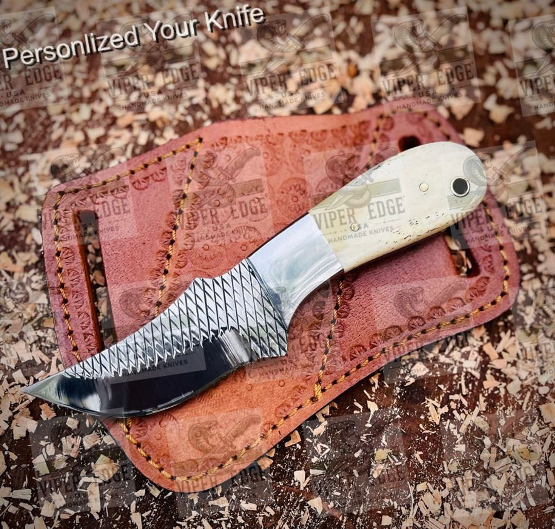 Handmade Rasp Steel Cowboy Knife: Camel Bone Handle, Leather Sheath - Etsy