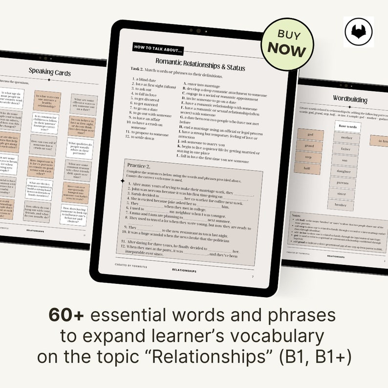 Vocabulary Worksheet for English Learners (B1, B1+). 60+ Phrases on the ...