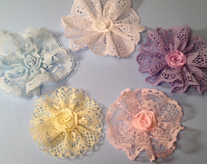 Supplies Handmade Appliques Shabby Chic Lace Rosettes - Etsy