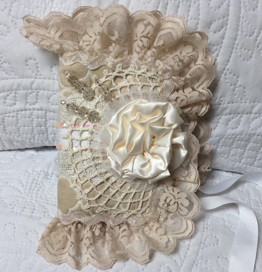 Memory Keeper, Shabby Chic Memory Book, Keepsake Journal, Fabric Lace ...