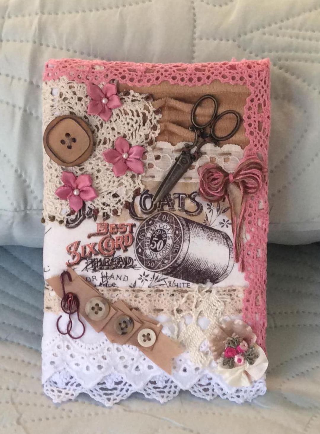 Junk Journal Cover, Sewing Theme Journal, Glue Book Cover, Sewing Diary ...