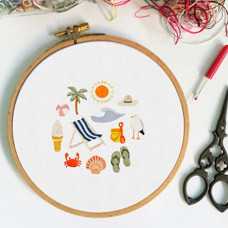 Beach Embroidery - Etsy