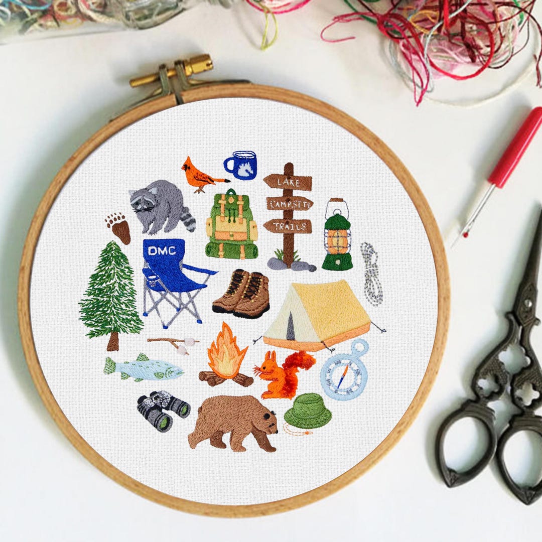 Hand Embroidery Patterns Camping Art,scheme Instant Download,pdf ...