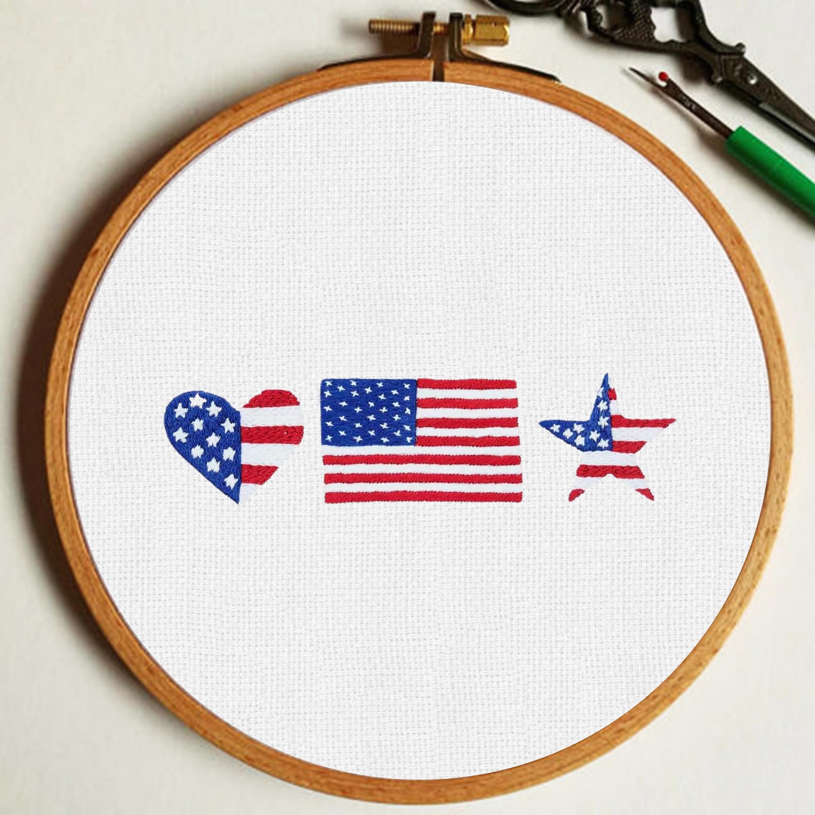 American Flags Hand Embroidery Pattern: Patriotic Design (PDF Download ...