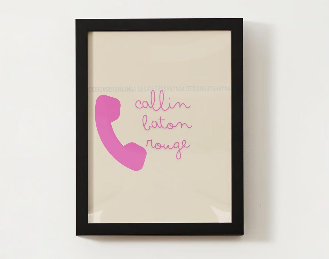 LSU Print, Pink, Girly Wall Decor, Trendy Wall Print, College Apartment ...