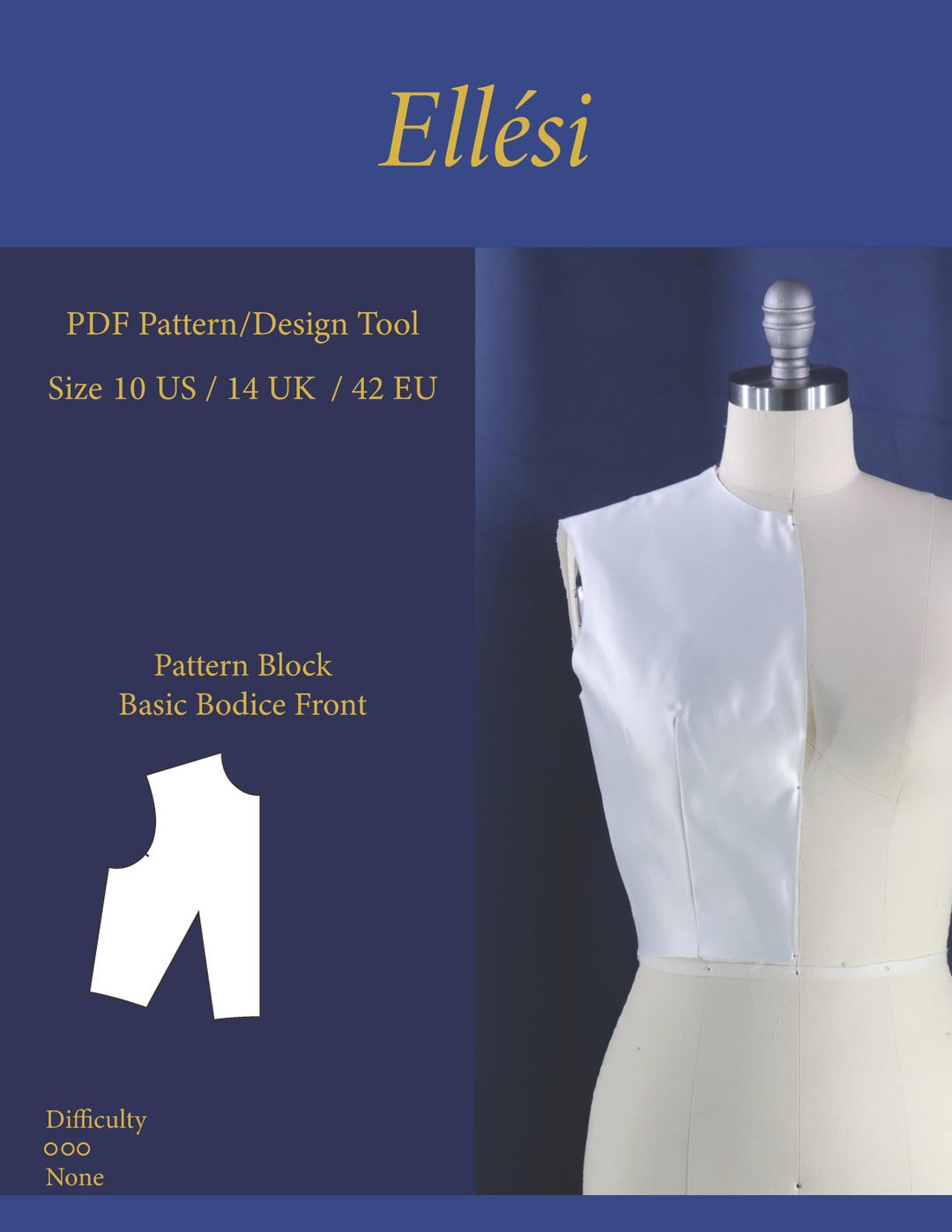 Basic Bodice Front Sloper - US 10 UK 14 EU 42 - Etsy
