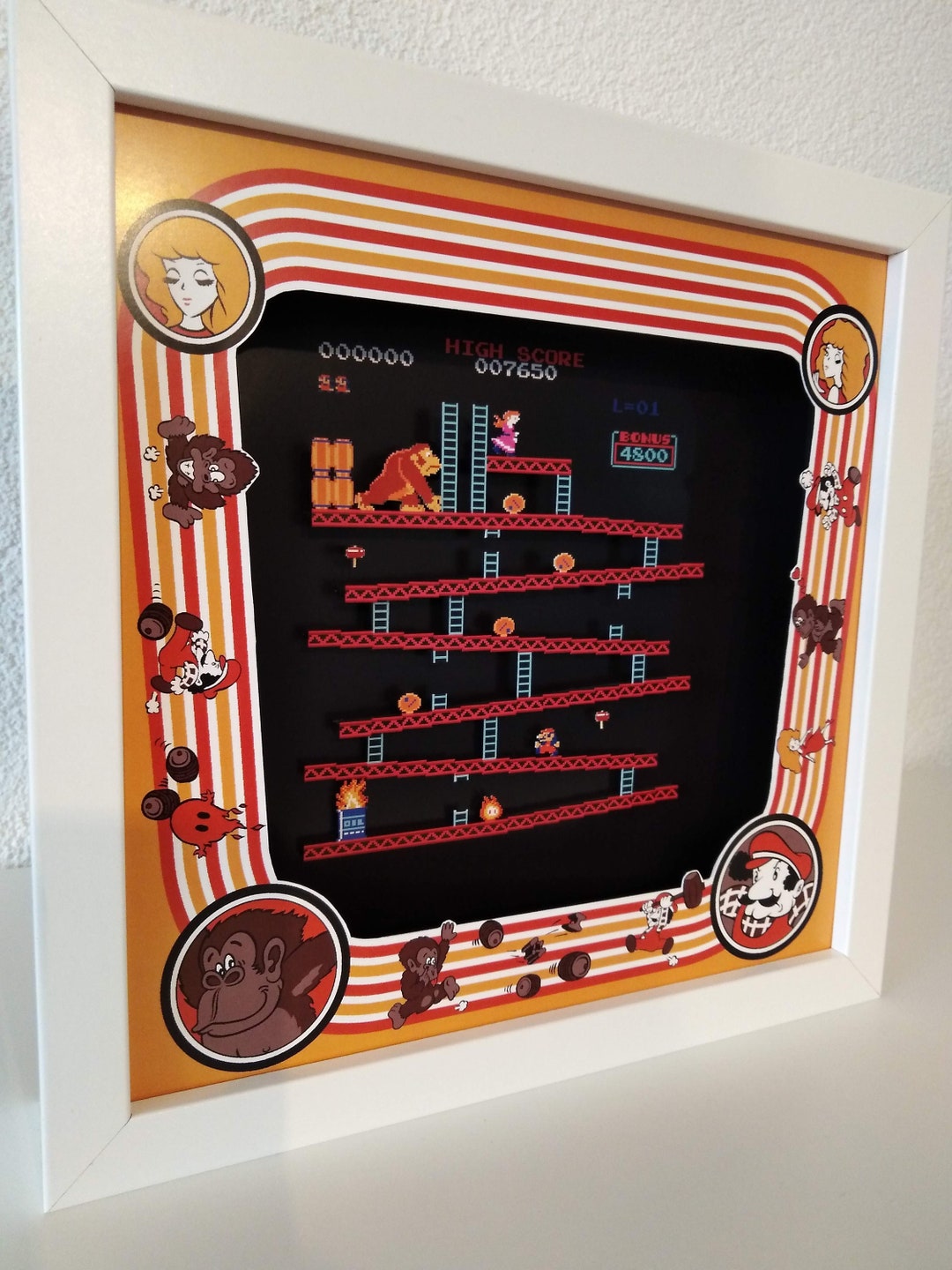Donkey Kong Arcade Shadow Box Diorama - Retro Gamer Decor - Unique Gift ...