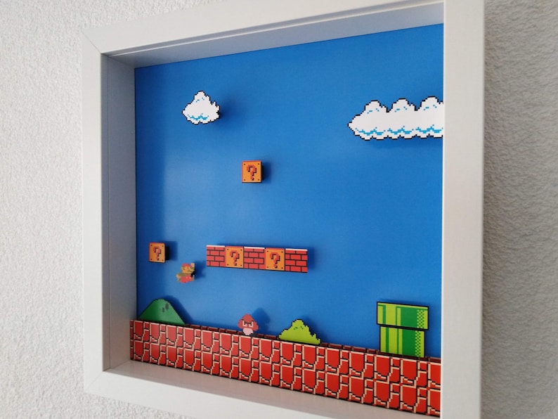 Super Mario Bros. Nintendo NES Shadow Box Diorama - Retro Gaming Decor ...