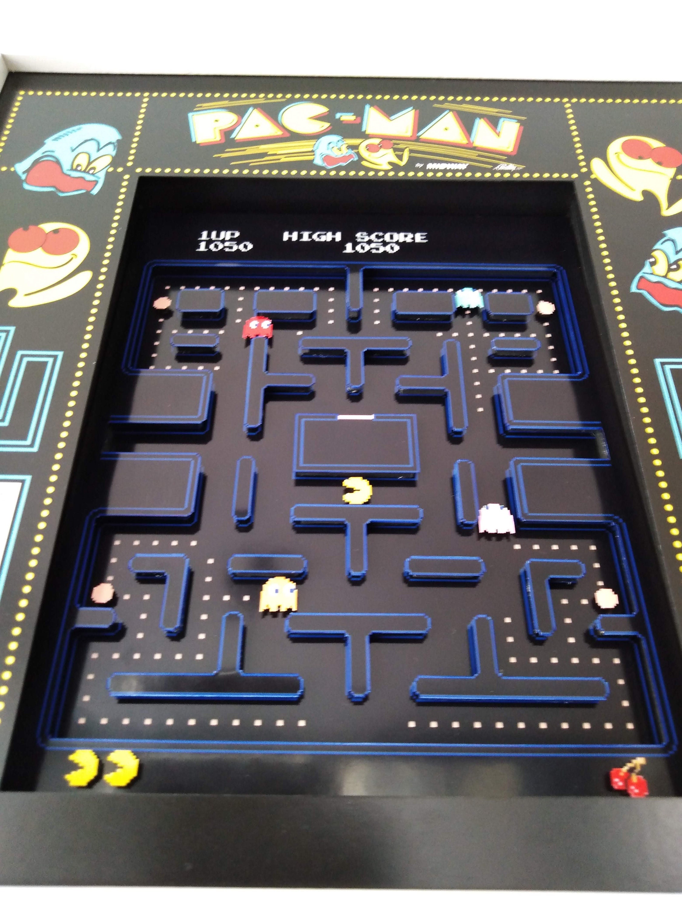 Pac-man Arcade Shadow Box Diorama - Retro Gamer Decor - Unique Gift for ...
