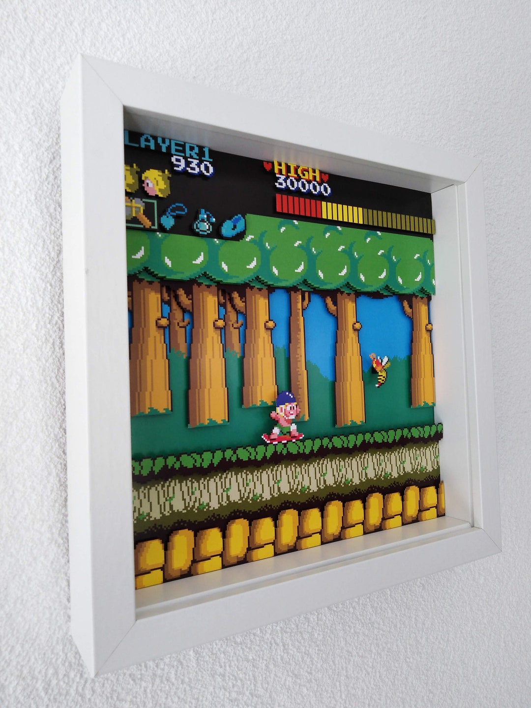 Wonder Boy Arcade Shadow Box Diorama - Handcrafted Retro Gaming Art ...