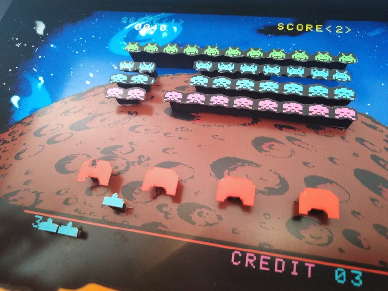 Space Invaders Arcade Shadow Box Diorama - Handcrafted Retro Gaming Art ...