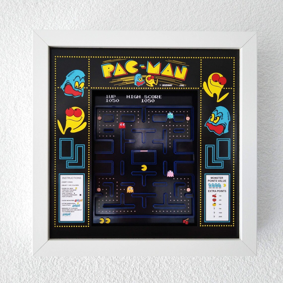 Pac-man Arcade Shadow Box Diorama - Retro Gamer Decor - Unique Gift for ...