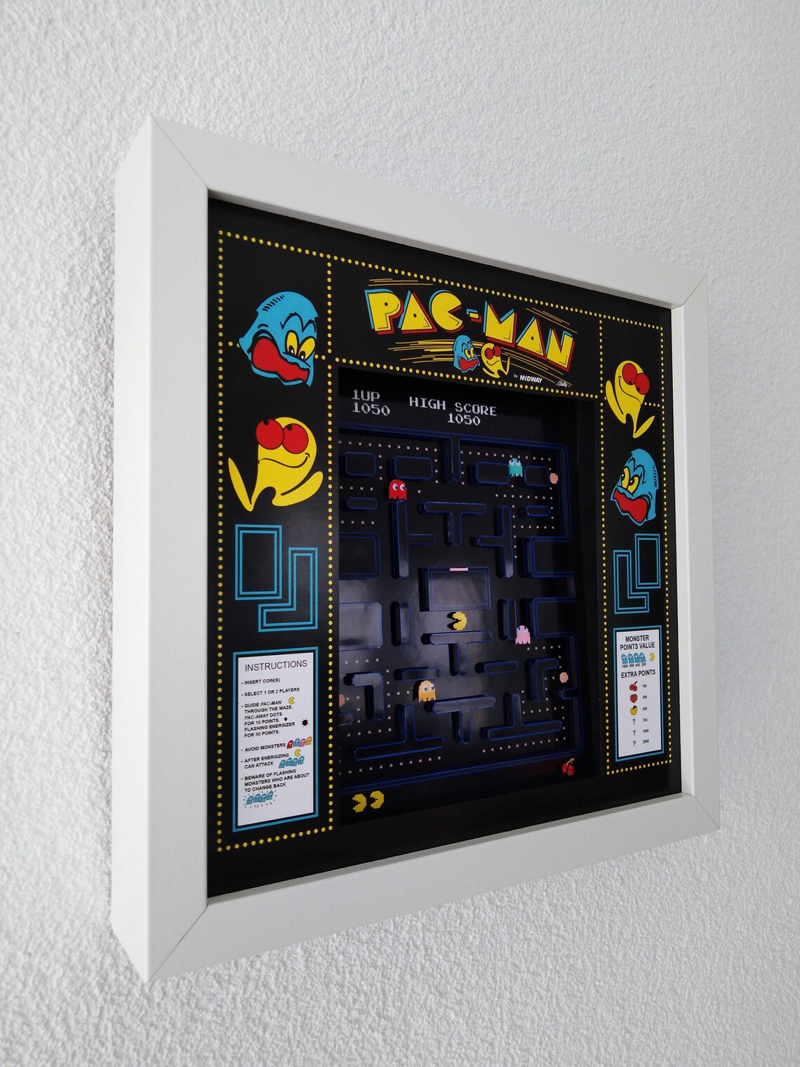 Pac-man Arcade Shadow Box Diorama - Retro Gamer Decor - Unique Gift for ...
