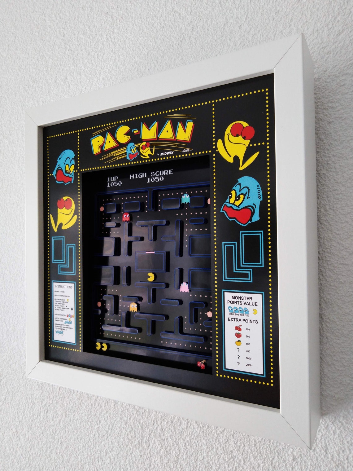 Pac-man Arcade Shadow Box Diorama - Retro Gamer Decor - Unique Gift for ...