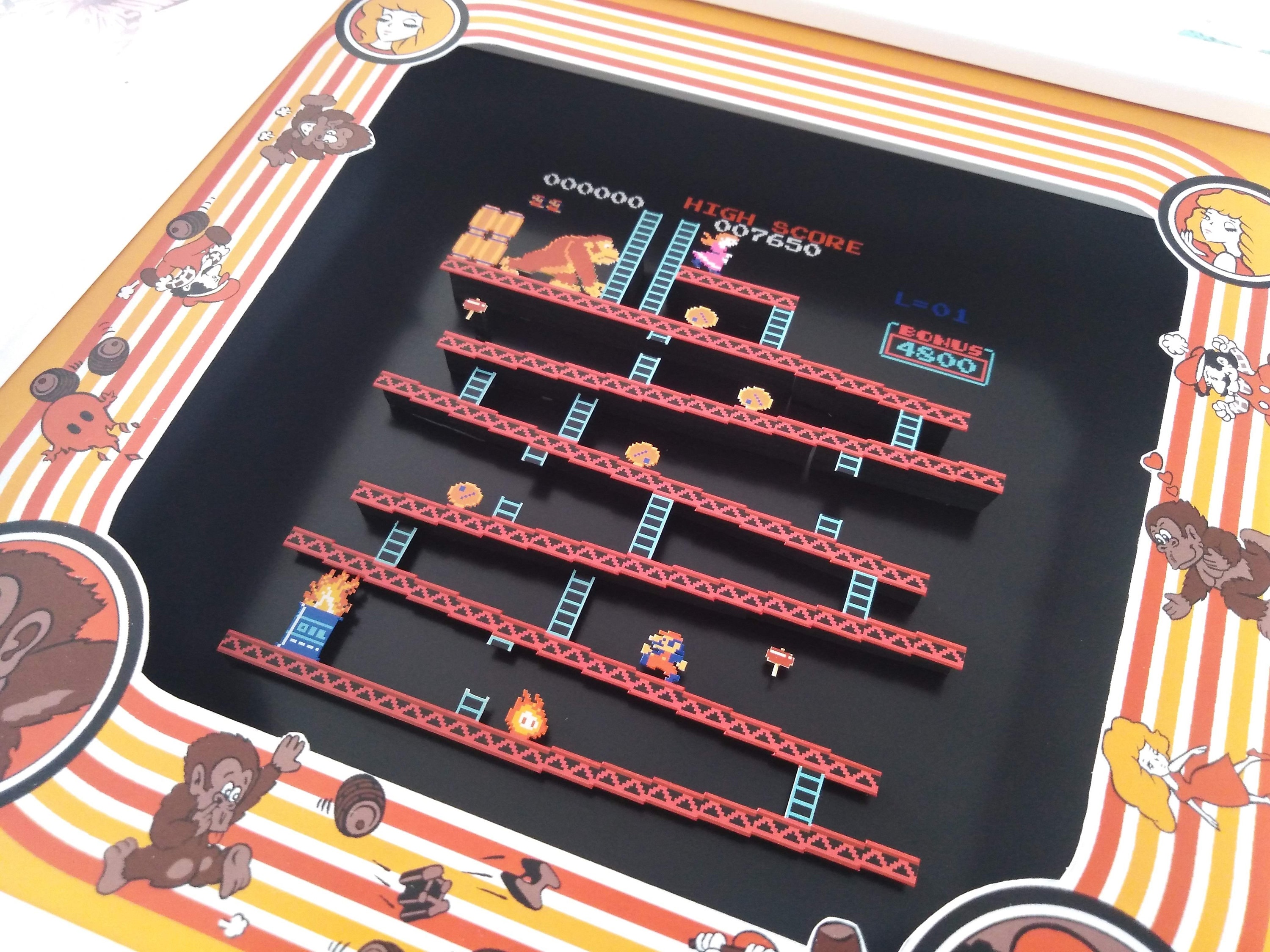 Donkey Kong Arcade Shadow Box Diorama - Retro Gamer Decor - Unique Gift ...