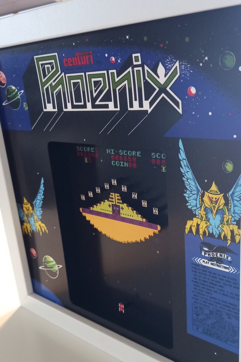 Centuri Phoenix Arcade Shadow Box Diorama - Handcrafted Retro Gaming ...