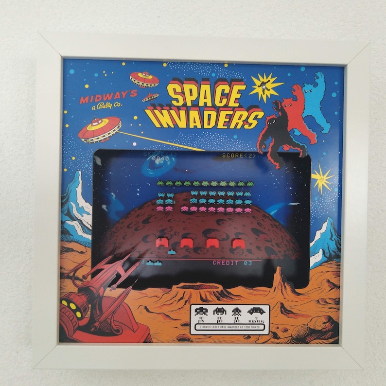 Space Invaders Arcade Shadow Box Diorama - Handcrafted Retro Gaming Art ...