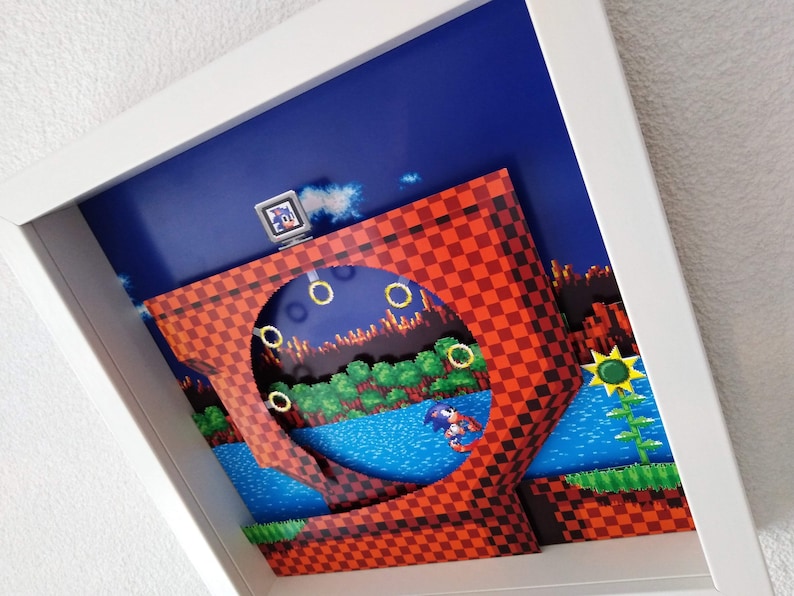 Sonic the Hedgehog Shadow Box Diorama - Sega Fan Art Decor - Unique ...