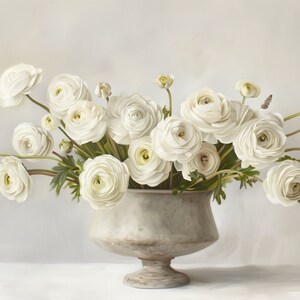 FRAME TV Ivory Ranunculus Vase Print Digital Wall Art, Wall Art Prints ...