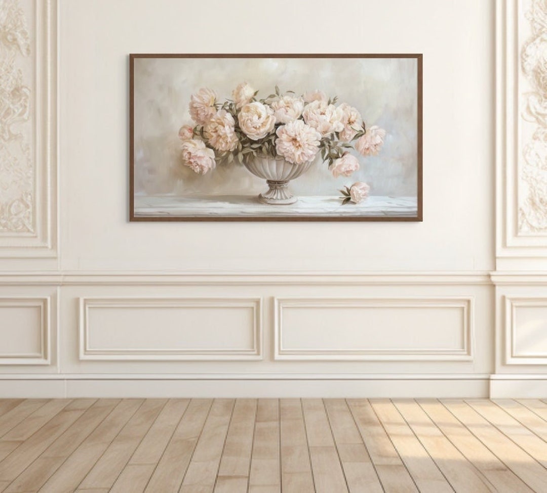 FRAME TV Blush Peony Vase Print | Digital Wall Art, Wall Art Prints ...