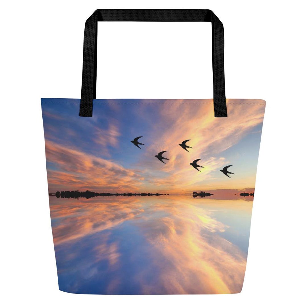 Large Tote Bag - Sunset Cloud Photos All-over Print Design Bag With ...