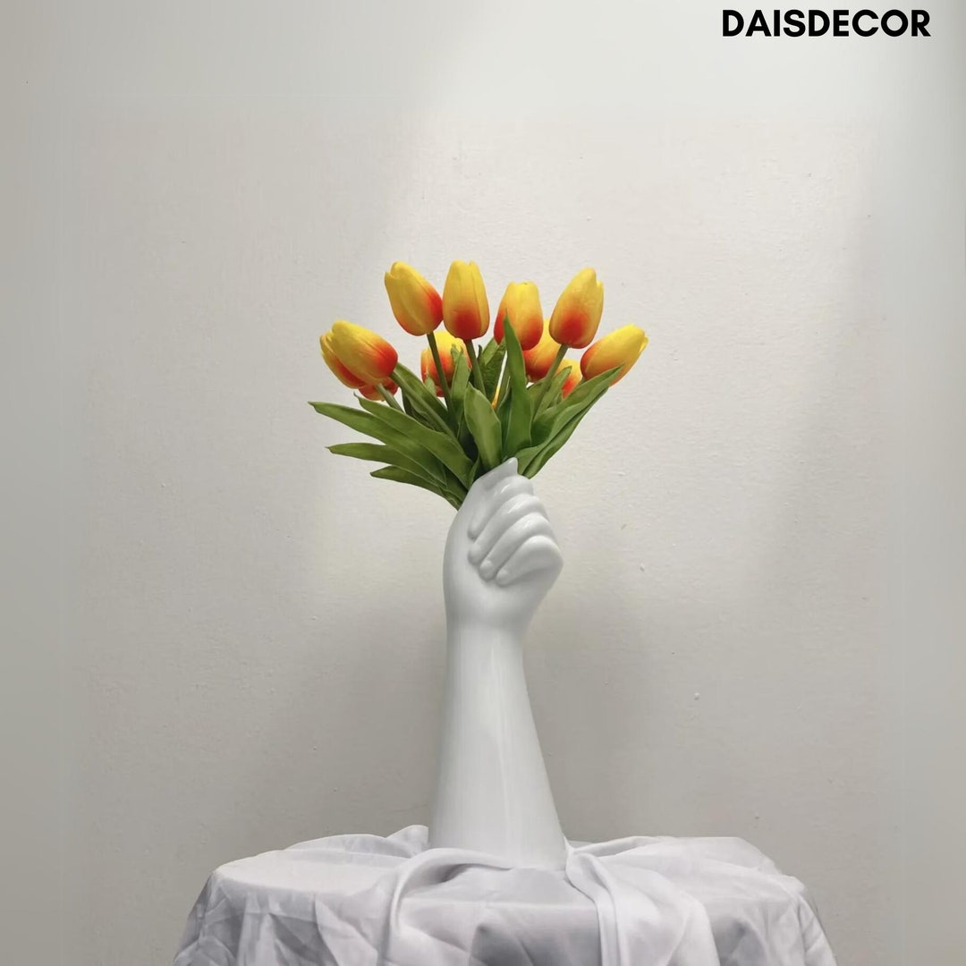 Unique Hand Vase, Hand Decor, Elegant Flower Pot, Modern Vase, Home ...